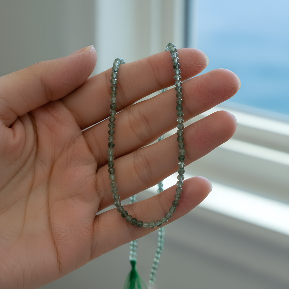 Green Phantom Quartz 3mm Faceted Round Bead Strand - 7.5" Strand (GEM1 – The Bead Gallery Honolulu